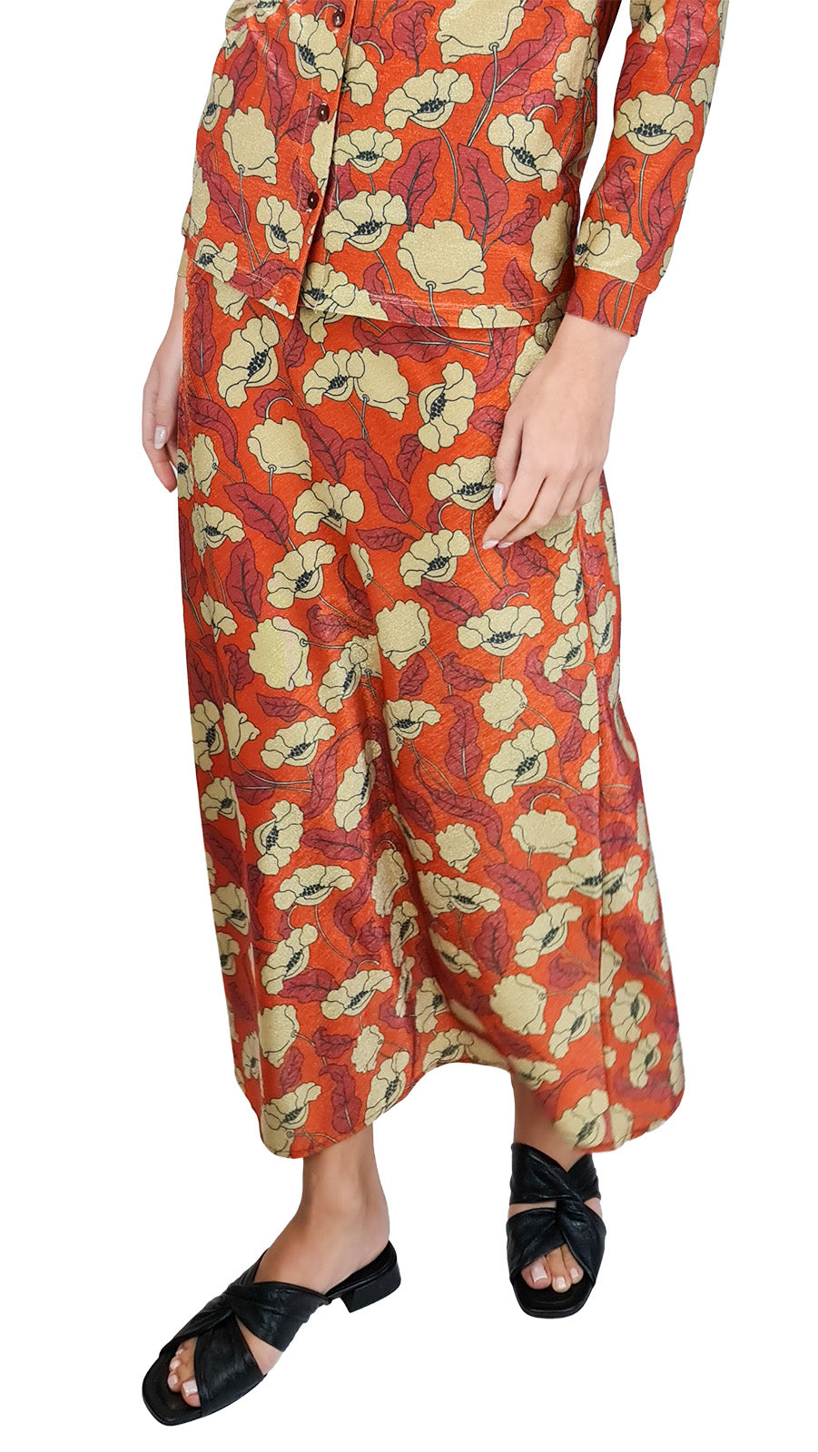 SIYU ORANGE SHELLEY GOLD SKIRT – Shop Nina